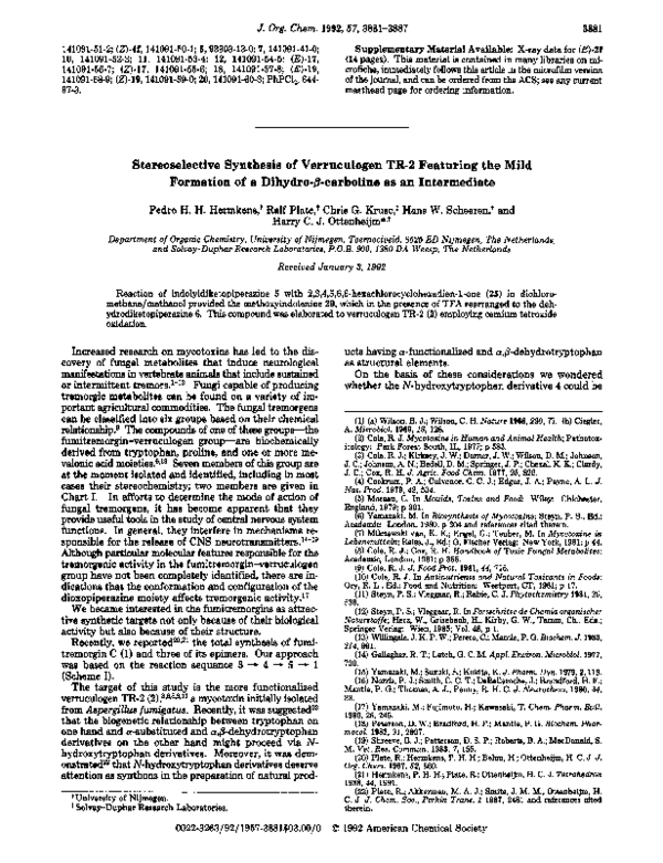 (PDF) Stereoselective synthesis of verruculogen TR-2 featuring the mild ...