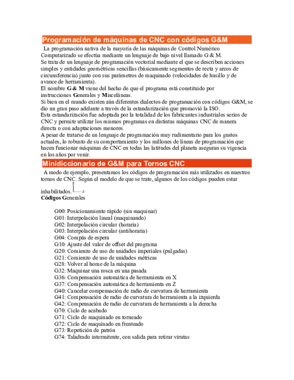 (DOC) Programación de máquinas de CNC con códigos G&M