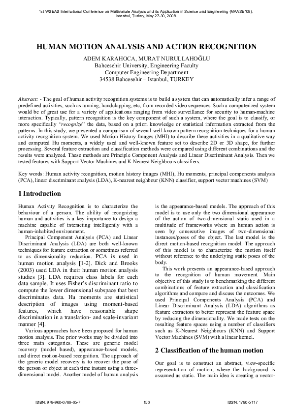 (PDF) Human motion analysis and action recognition