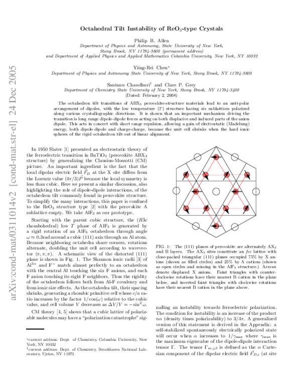 (PDF) Octahedral tilt instability of ReO3-type crystals