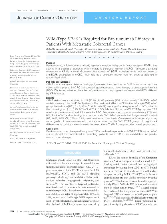 (PDF) Wild-Type KRAS Is Required for Panitumumab Efficacy in Patients ...