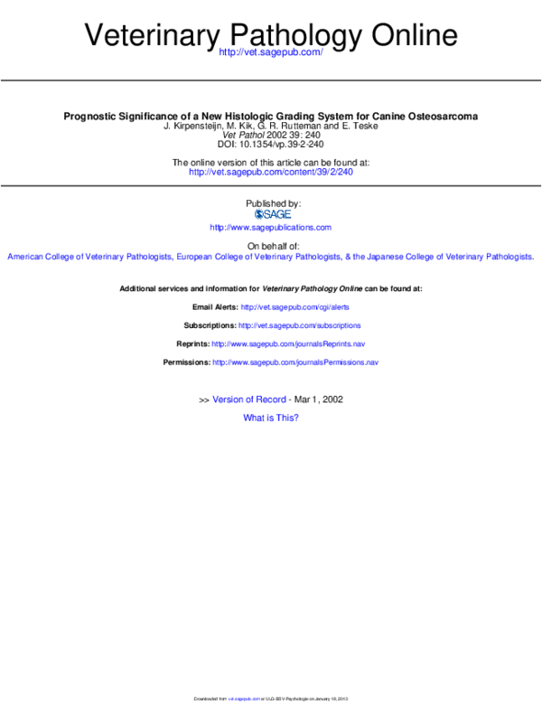 Pdf Prognostic Significance Of A New Histologic Grading System For