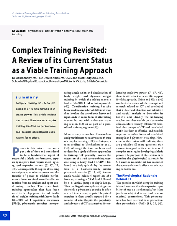 (PDF) Complex Training Revisited: A Review of its Current Status as a ...