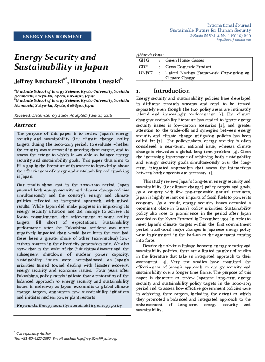 (PDF) Energy Security and Sustainability in Japan