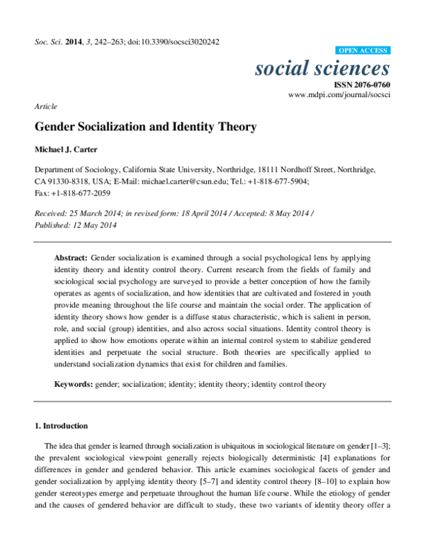 (PDF) Gender Socialization and Identity Theory