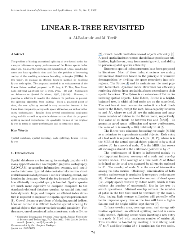 Pdf Linear R Tree Revisited 