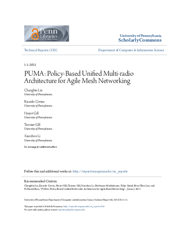 (PDF) PUMA: Policy-based Unified Multi-radio Architecture for agile ...