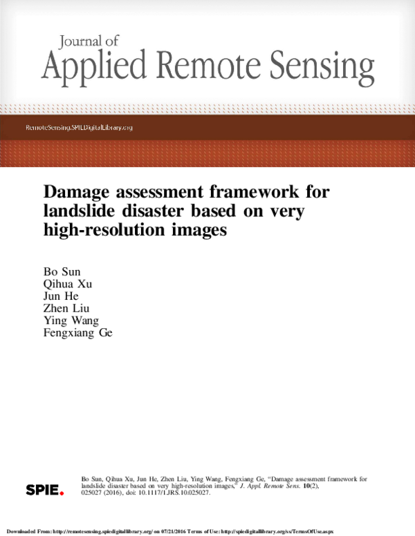(PDF) Damage assessment framework for landslide disaster based on very ...