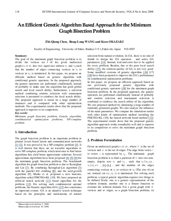 (PDF) Genetic Algorithm for Graph Bisection