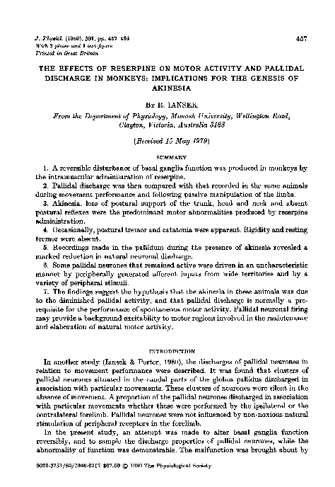 (PDF) The effects of reserpine on motor activity and pallidal discharge ...