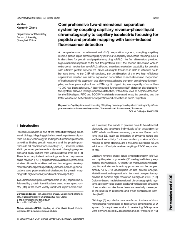 (PDF) Comprehensive two-dimensional separation system by coupling ...