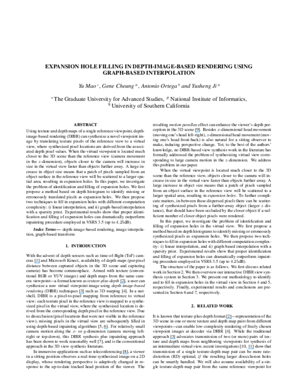 (PDF) Expansion hole filling in depth-image-based rendering using graph-based interpolation