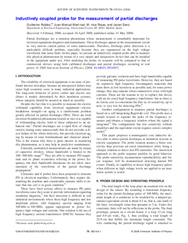 (PDF) Inductively coupled probe for the measurement of partial discharges