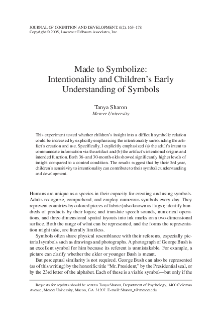 (PDF) Intentionality's Role in Symbolic Understanding