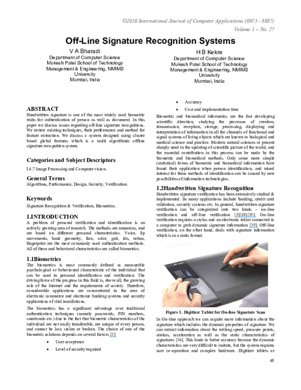 (PDF) Off-Line Signature Recognition Systems