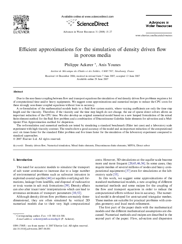 Pdf Efficient Approximations For The Simulation Of Density Driven