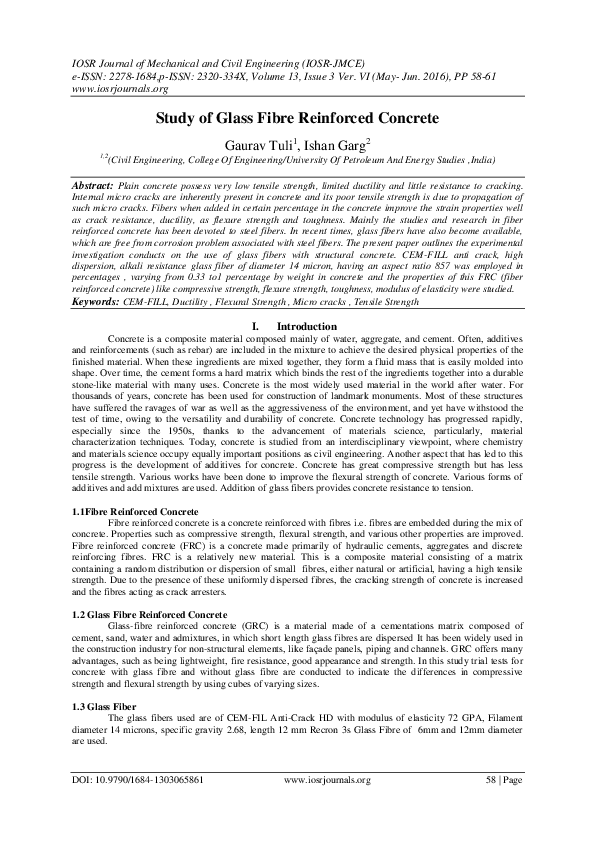 (PDF) Study of Glass Fibre Reinforced Concrete