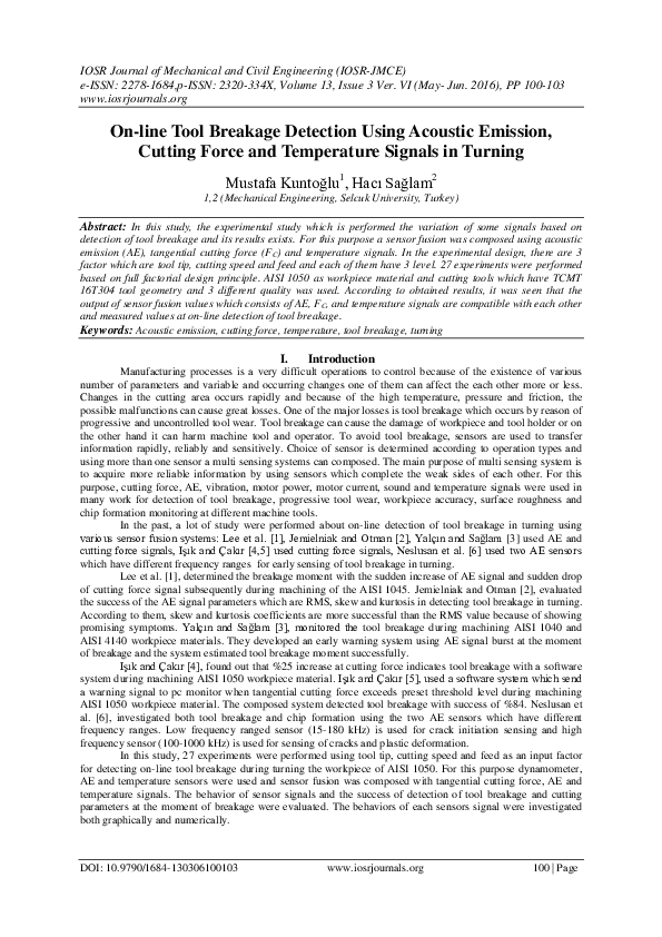 (PDF) On-line Tool Breakage Detection Using Acoustic Emission, Cutting Force and Temperature ...