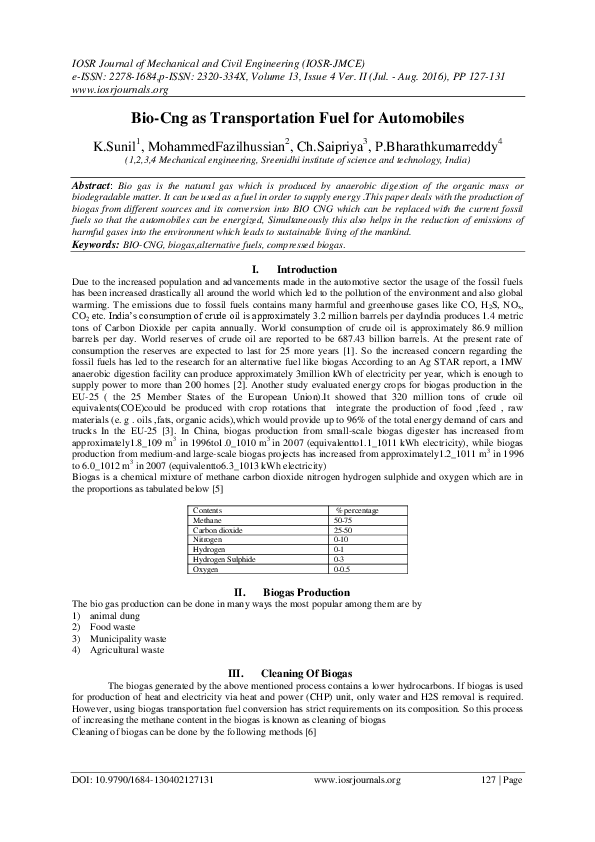 (PDF) Bio-Cng as Transportation Fuel for Automobiles