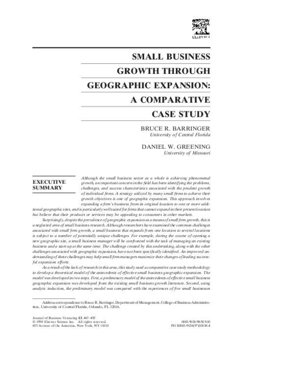(PDF) Small business growth through geographic expansion