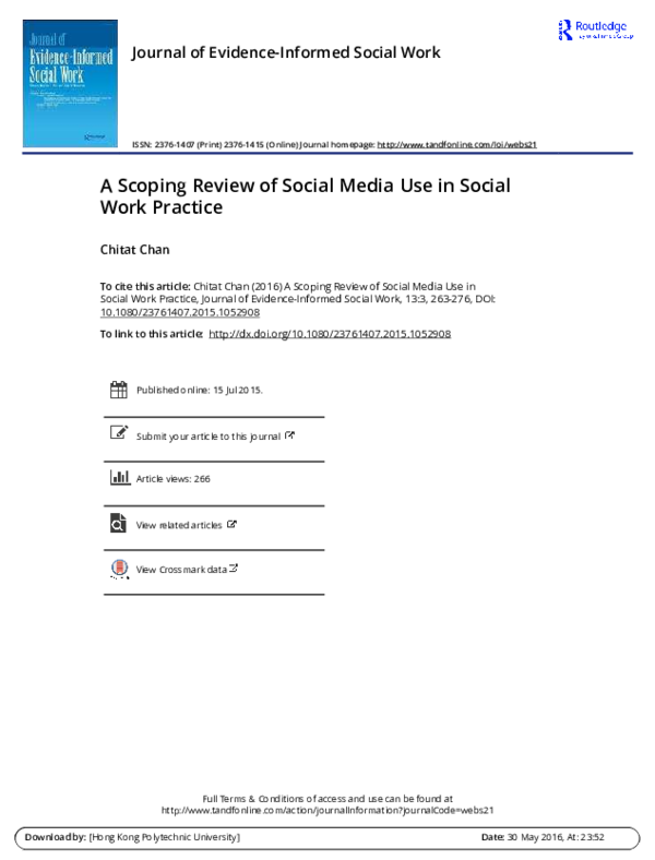 (PDF) A Scoping Review of Social Media Use in Social Work Practice
