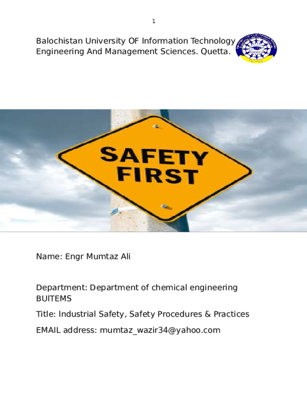 (DOC) Industrial Safety Safety Procedures and Practices