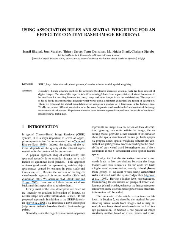 (PDF) Using Association Rules and Spatial Weighting for an Effective Content Based-image ...