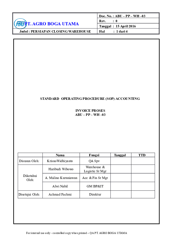 (DOC) STANDARD OPERATING PROCEDURE (SOP) ACCOUNTING INVOICE PROSES Nama ...