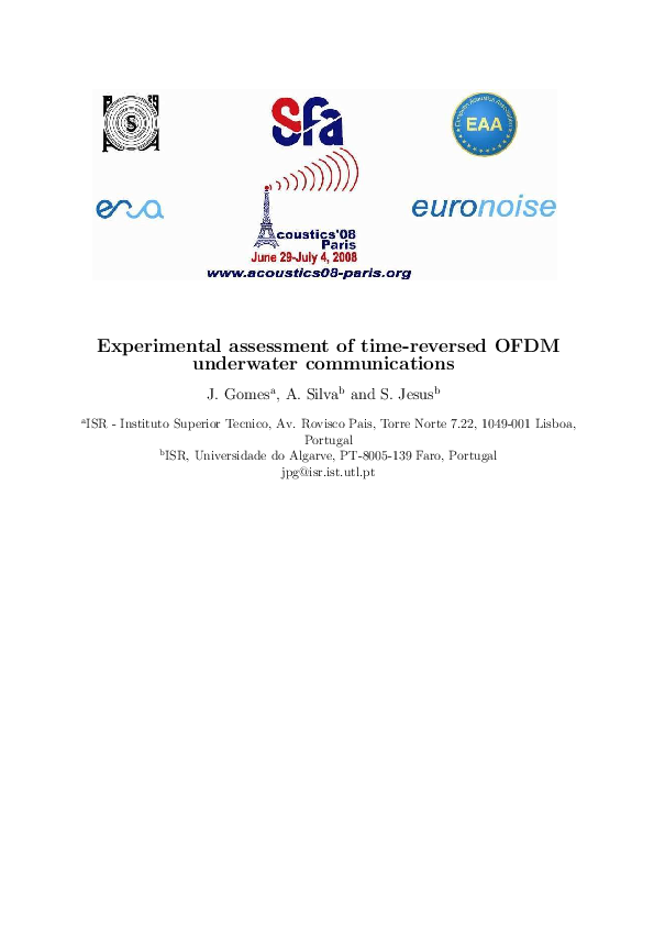 Pdf Experimental Assessment Of Time Reversed Ofdm Underwater Communications