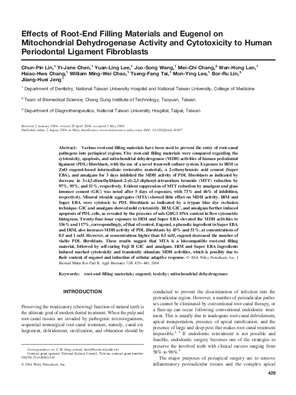 (PDF) Effects of root‐end filling materials and eugenol on ...