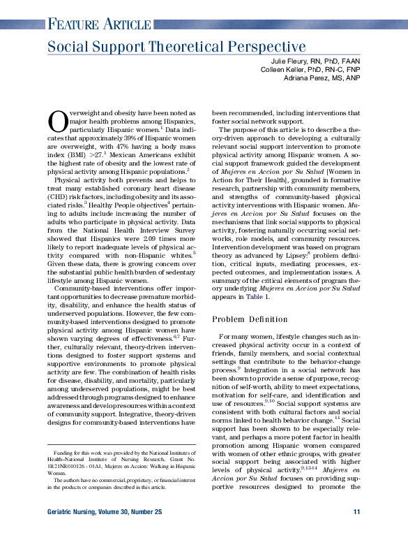(PDF) Social Support Theoretical Perspective