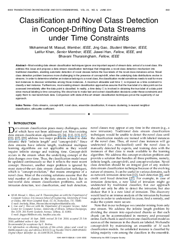 (PDF) Classification and Novel Class Detection in Concept-Drifting Data Streams under Time ...