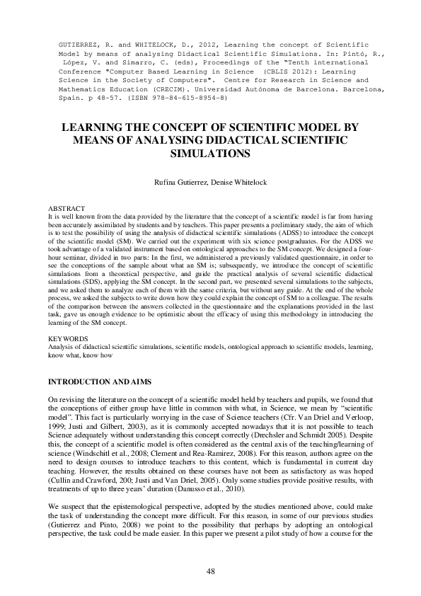 (PDF) LEARNING THE CONCEPT OF SCIENTIFIC MODEL BY MEANS OF ANALYSING ...