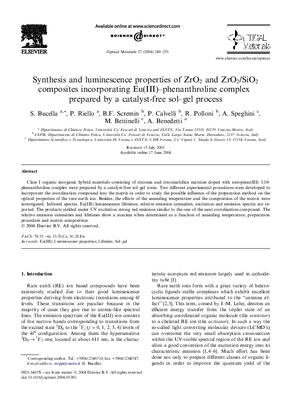 (PDF) Synthesis and luminescence properties of ZrO2 and ZrO2/SiO2 ...