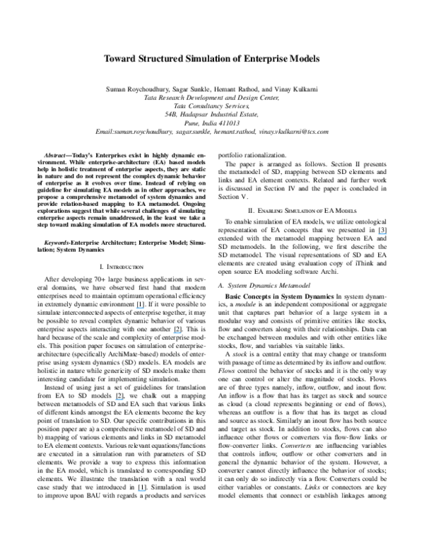 (PDF) Toward Structured Simulation of Enterprise Models