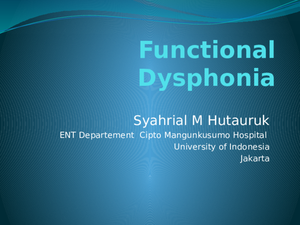 (PPT) Functional Dysphonia