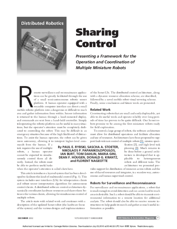 (PDF) Sharing control [multiple miniature robots]