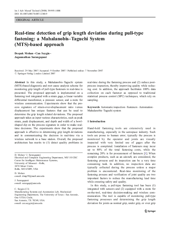 Pdf Real Time Detection Of Grip Length Deviation During Pull Type