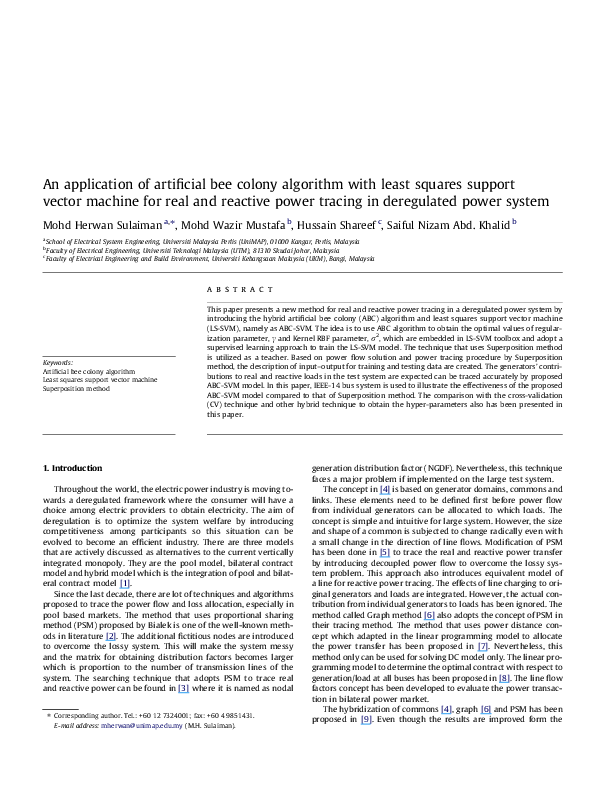 (PDF) An application of artificial bee colony algorithm with least squares support vector ...