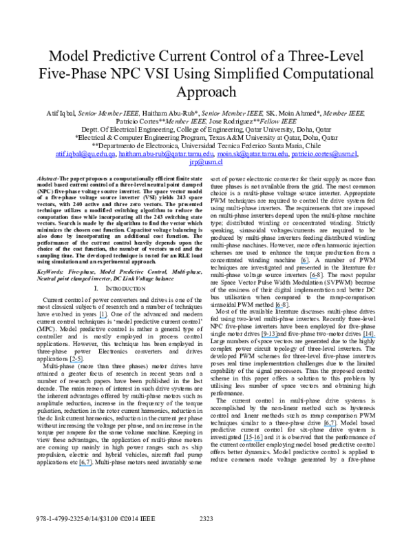(PDF) Finite state model predictive current control of a three-level five-phase NPC voltage ...