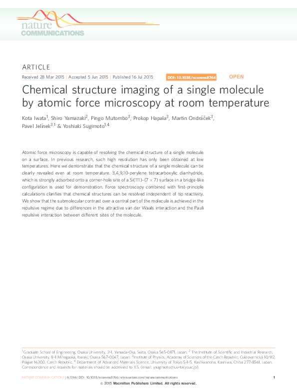 (PDF) Chemical structure imaging of a single molecule by atomic force ...