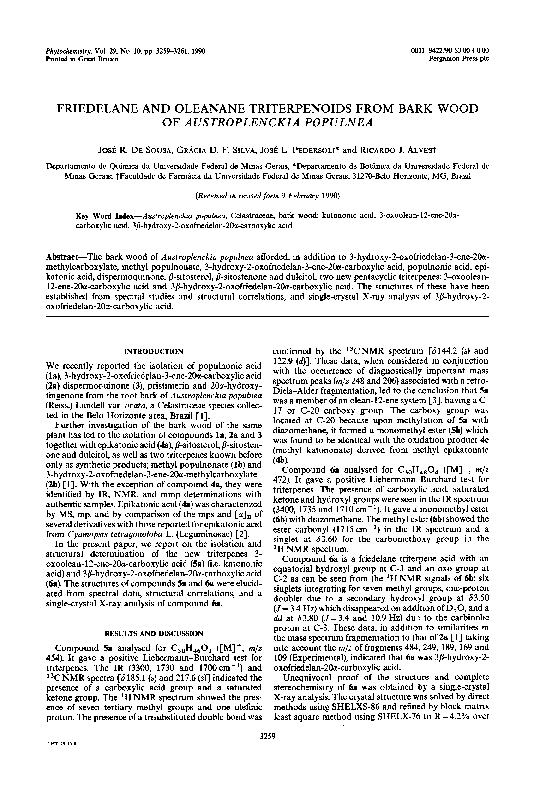 (PDF) Friedelane and oleanane triterpenoids from bark wood ...
