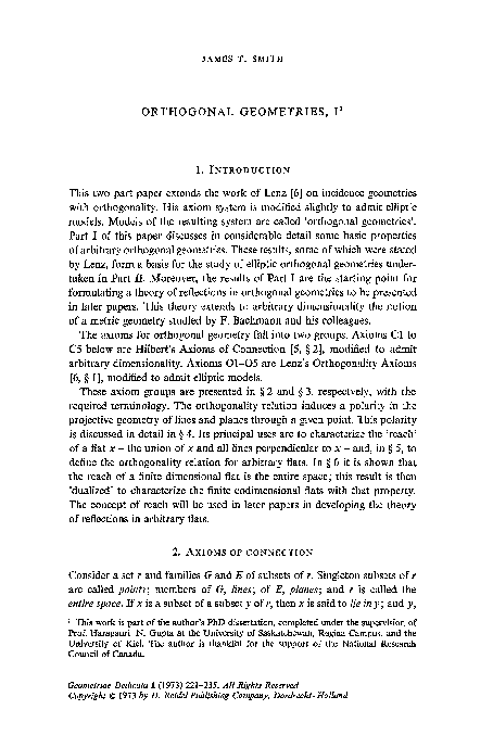 (PDF) Orthogonal geometries, I