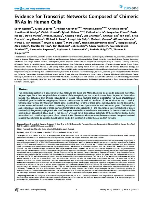 (PDF) Evidence for Transcript Networks Composed of Chimeric RNAs in ...