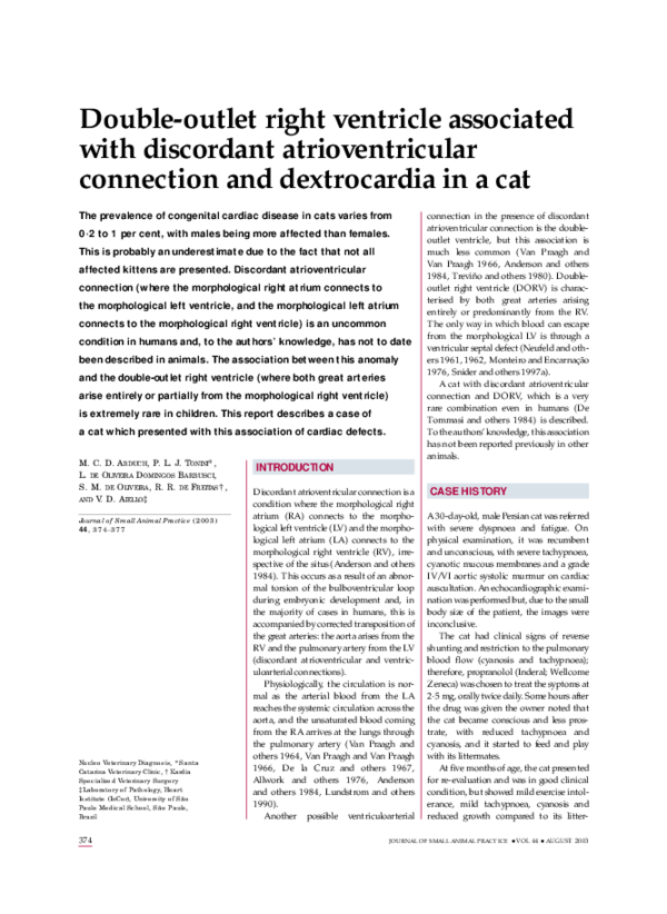 (PDF) Double-outlet right ventricle associated with discordant ...