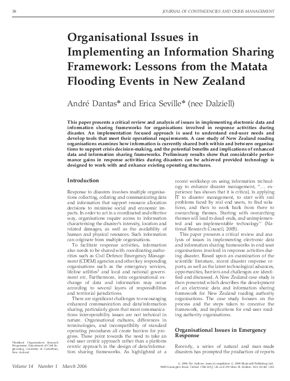 (PDF) Organisational Issues in Implementing an Information Sharing ...