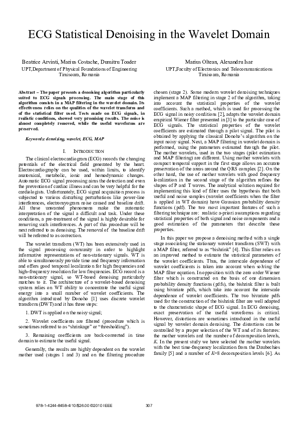 (PDF) ECG statistical denoising in the wavelet domain