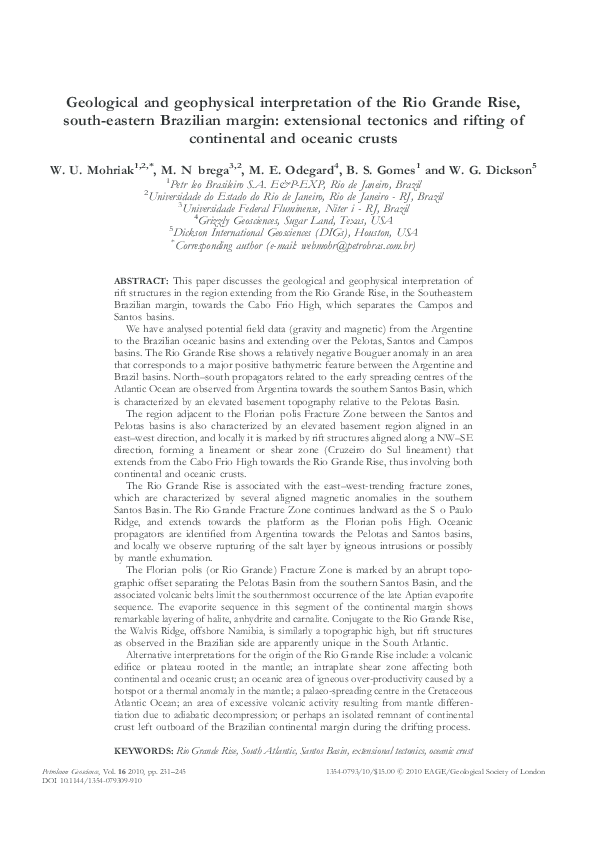 (PDF) Geological and geophysical interpretation of the Rio Grande Rise ...