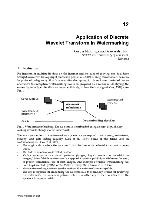 Pdf Application Of Discrete Wavelet Transform In Watermarking