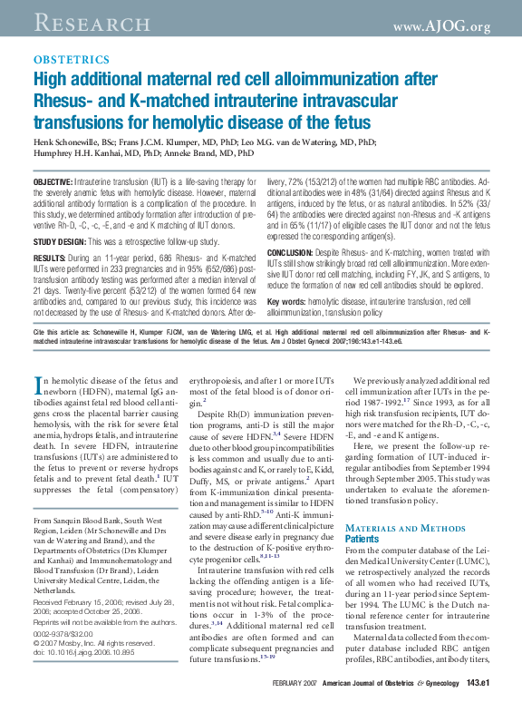(PDF) Red cell alloimmunization after a bone allograft | James Harmon ...